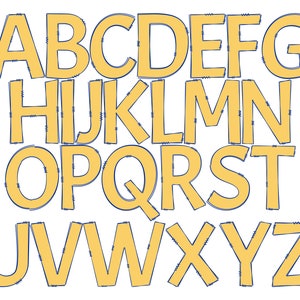 Sunset Color Doodle Alphabet PNG Bundle, Orange Sunset Above Sea Color ...