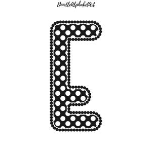 White Polka Dots Alphabet PNG Bundle, Back and White Colors, Hand-drawn ...