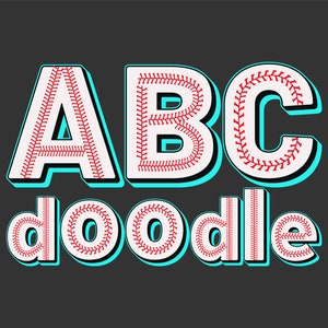 Baseball Alphabet Letters PNG Bundle, Baseball Sports Doodle Letters ...