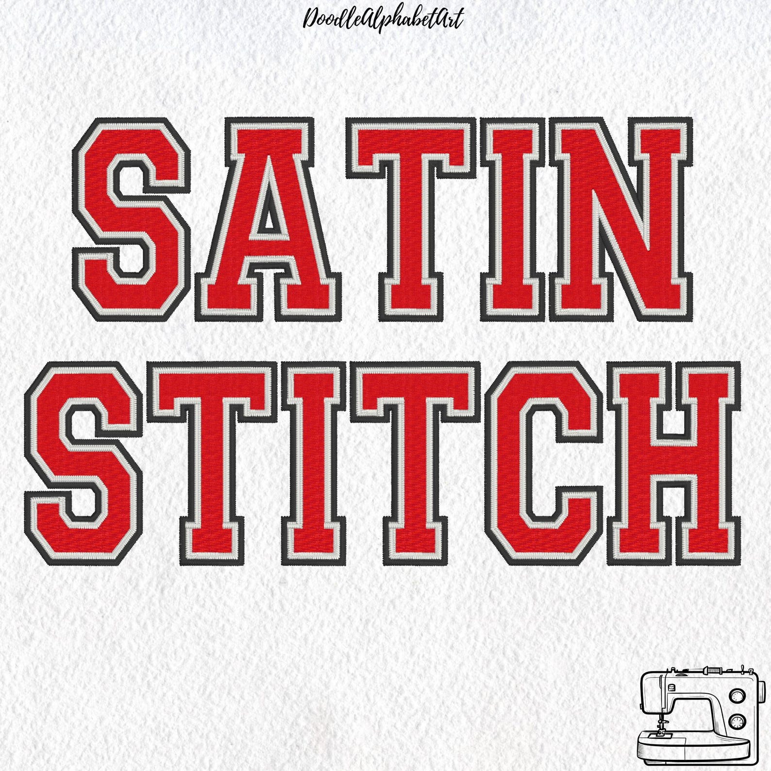 Sport Varsity Applique 2-color Outline Satin Stitch Embroidery Font, 7 ...
