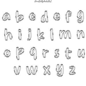 Blank Doodle Dots and Lines Alphabet Bundle PNG SVG PDF Eps Dxf ...