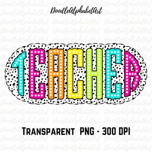 Monogram Teacher PNG Design, Dalmatian Dots Background, Bright Colors ...