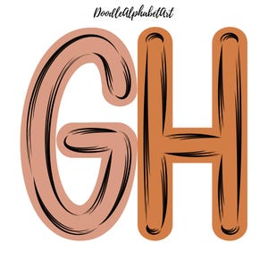 Boho Alphabet Letters PNG Bundle, Brush Stroke, Earthy Boho Color ...