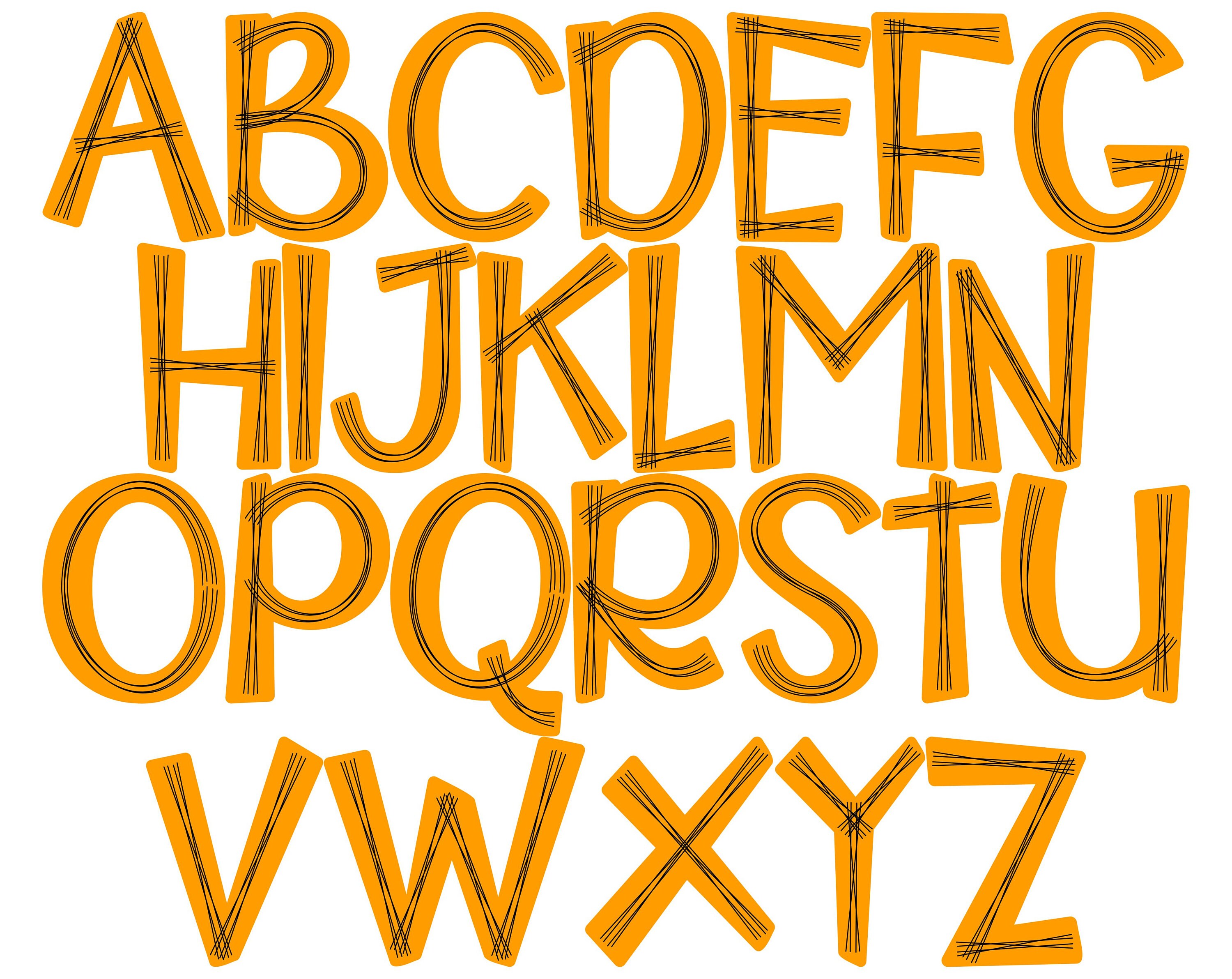 Scribble Letters PNG 5 Colors Orange Peel Silver Chalice - Etsy