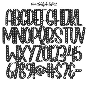 Black and White Doodle Alphabet Letters PNG, 2 Alpha Sets Digital ...