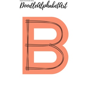 Boho Alphabet Scribble Letters PNG Set in 10 Colors, Digital Doodle ...