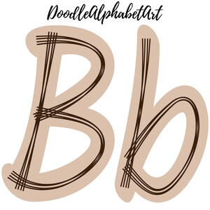 Scribble Letters PNG in 5 Colors, Cream Coffee Color Palette, Hand ...
