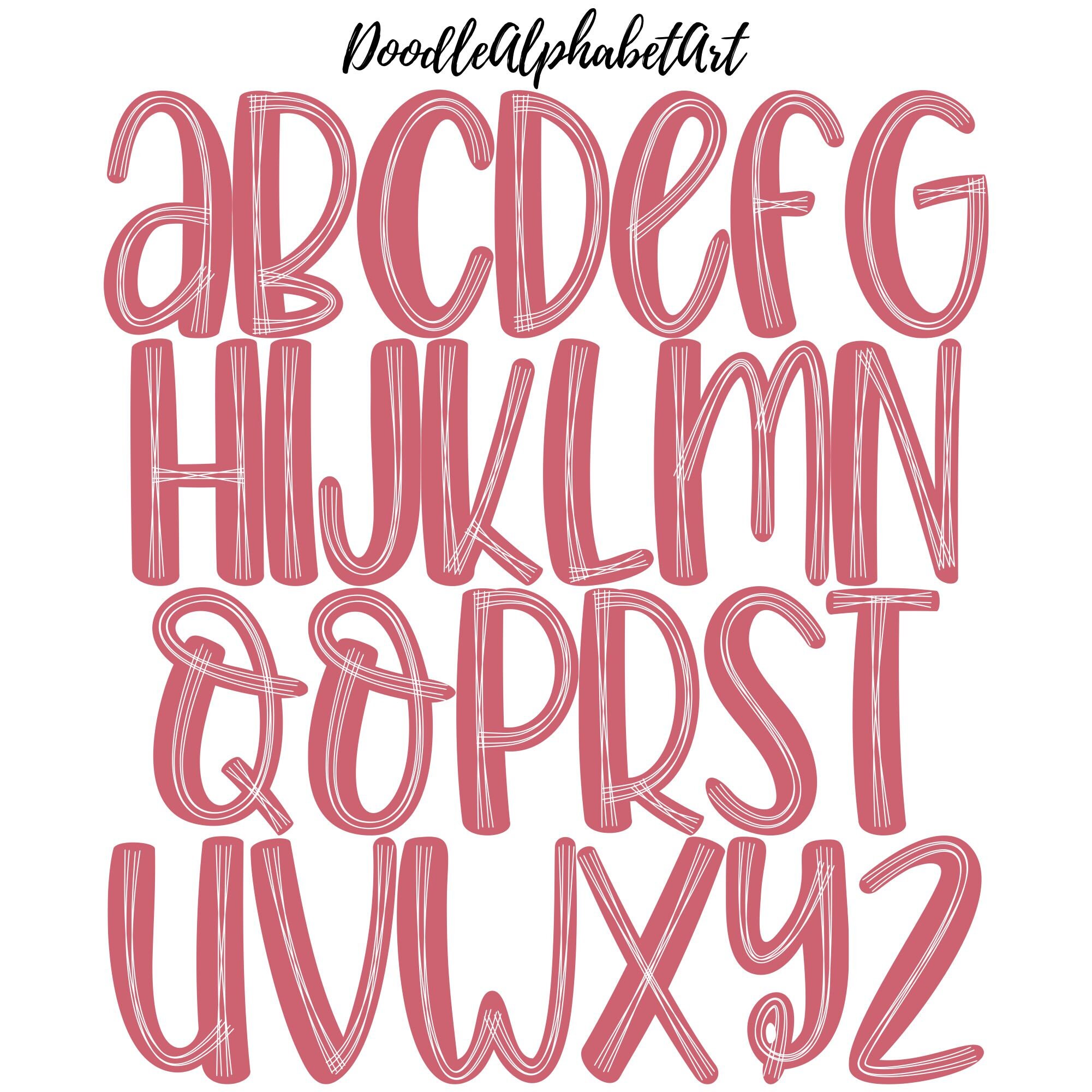 Boho Doodle Alphabet PNG Bundle: White Scribble Letters (digital ...