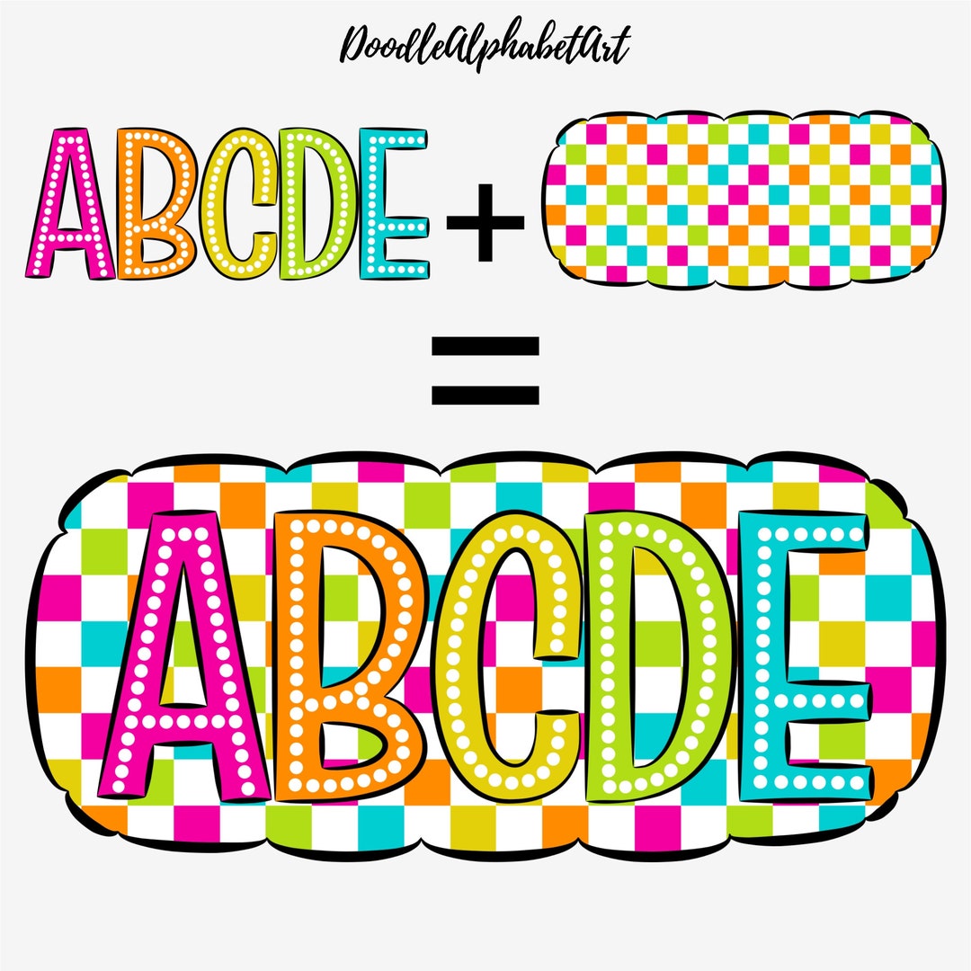Colorful Checkered Background & Dot Alphabet Letters PNG Bundle - Etsy