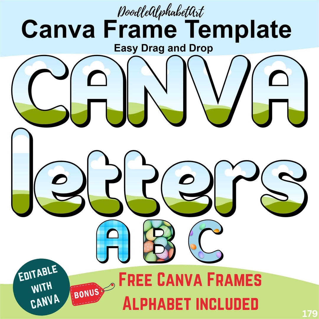 Editable Canva Frames Letters, Rounded Cute Friendly Font, Easy Drag ...