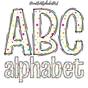 Doodle Letters PNG Bundle: Dalmatian Dot, Checkered Font DIY Crafts - Etsy