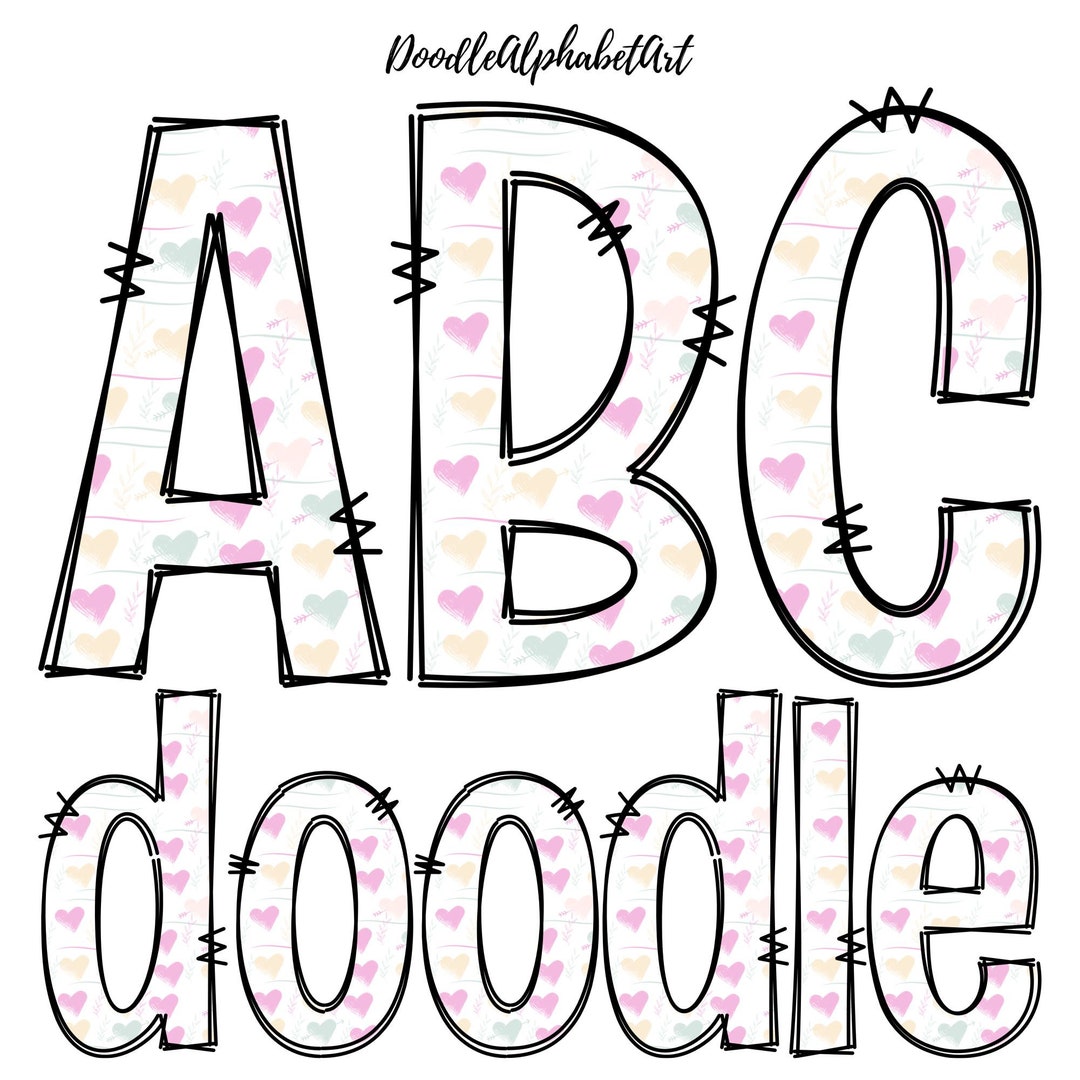 Watercolor Hearts Valentine's Day Letters PNG Uppercase, Lowercase ...