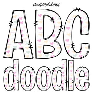 Watercolor Hearts Valentine's Day Letters PNG Uppercase, Lowercase ...