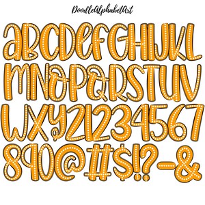 Halloween Doodle Dots Letters PNG Bundle, 5 Alpha Sets, Halloween ...