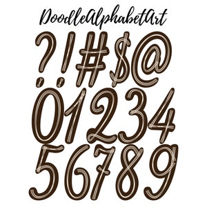 Scribble Letters PNG in 5 Colors, Cream Coffee Color Palette, Hand ...