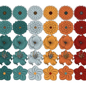 Retro Boho Alphabet Floral & Leaves Set PNG With Clipart, Bohemian Hand ...