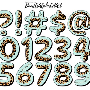 Half Glitter Leopard Print Doodle Alphabet Letters PNG Bundle in 5 ...