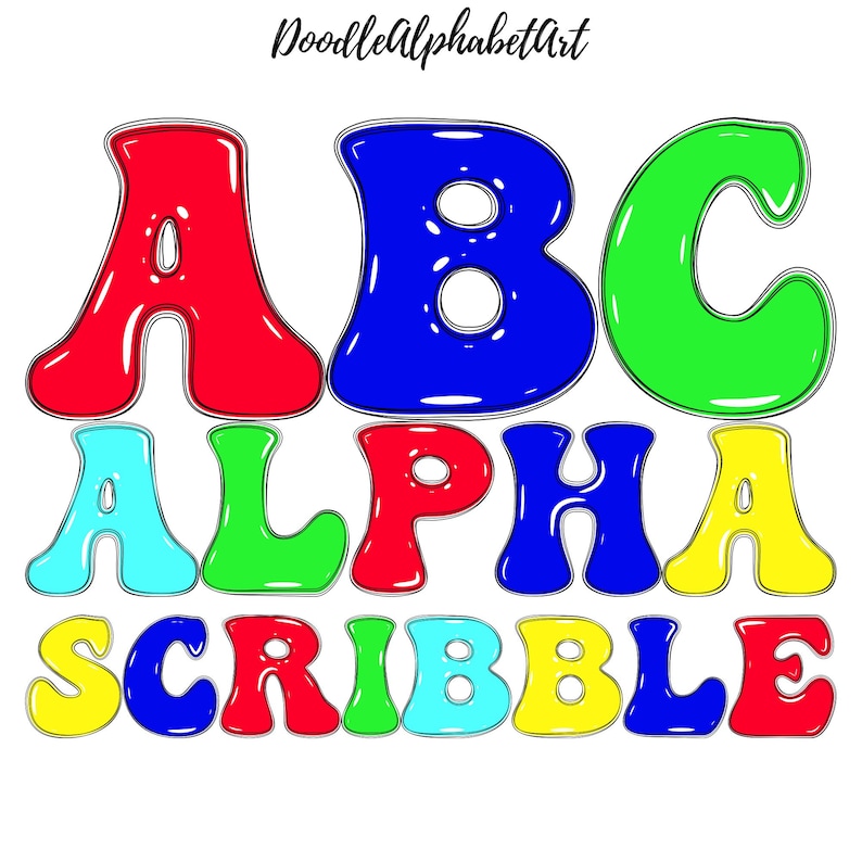 Neon Rainbow 3D Alphabet PNG Bundle: Groovy Retro Letters (digital ...