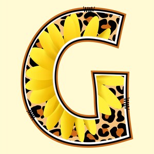 Leopard Sunflower Digital Doodle Alphabet and Number Clipart PNG ...