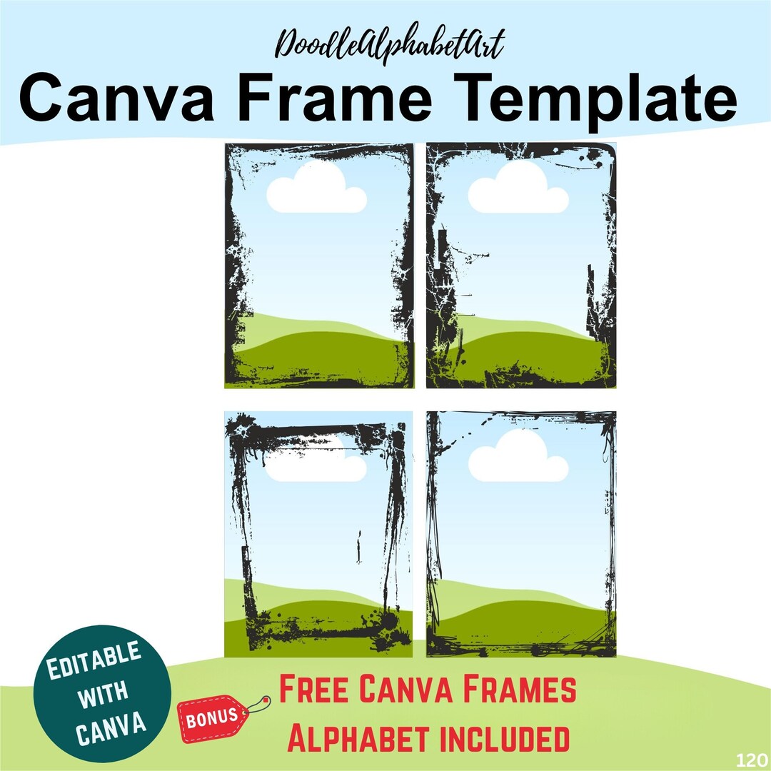 CANVA Grunge Frames Portrait, Editable Grunge Distressed Border CANVA ...