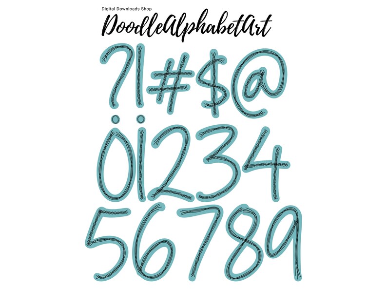 Scribble Alphabet PNG Bohemian Color Palette Boho Digital - Etsy