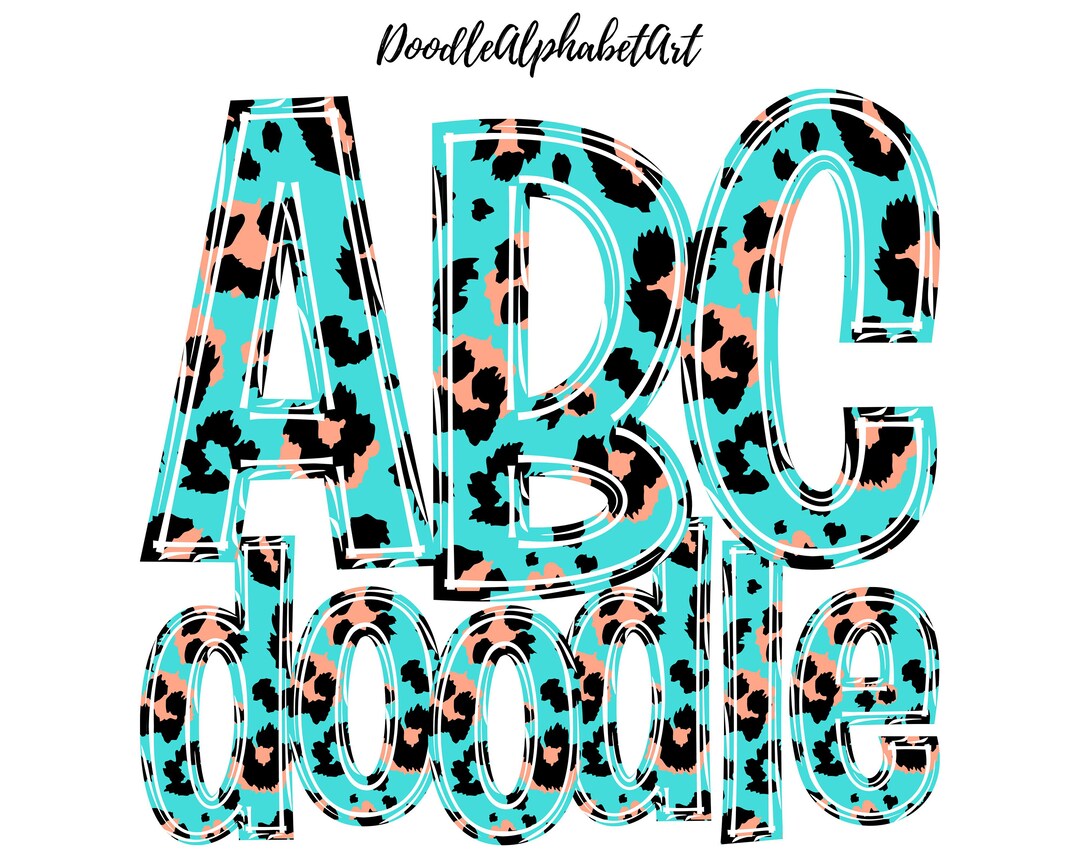 Leopard Letters PNG, Turquoise Blue, Red-orange & Black Leopard Print ...