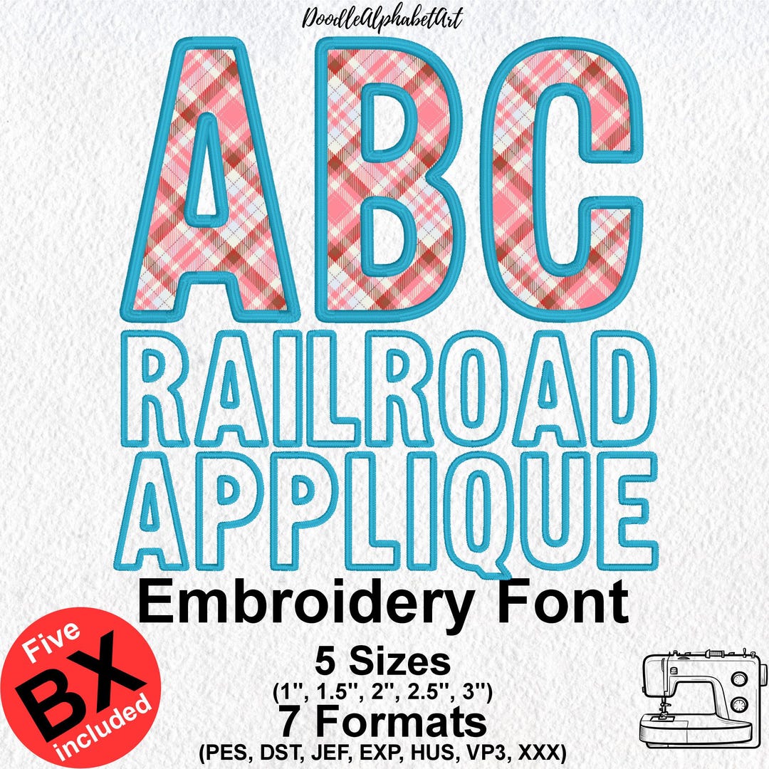 Railroad Applique Embroidery Font: Satin Stitch (digital Download) - Etsy