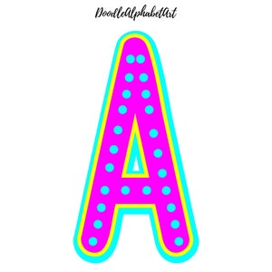 Neon Polka Dot Alphabet PNG Bundle: Funky Marquee Letters (digital ...