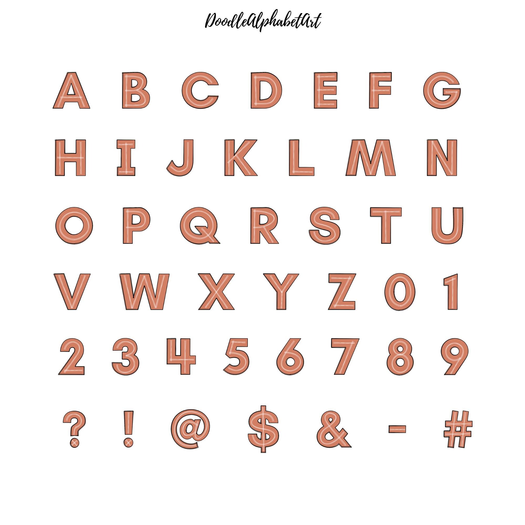 Boho Scribble Doodle Alphabet PNG: Soft Color Letters (digital Download ...