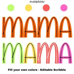 Editable Scribble Combo Alphabet SVG PNG Bundle, Fill With Your Own ...