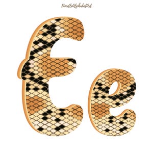 Snake Skin Cascading Doodle Alphabet PNG, Digital Hand-drawn Snake ...