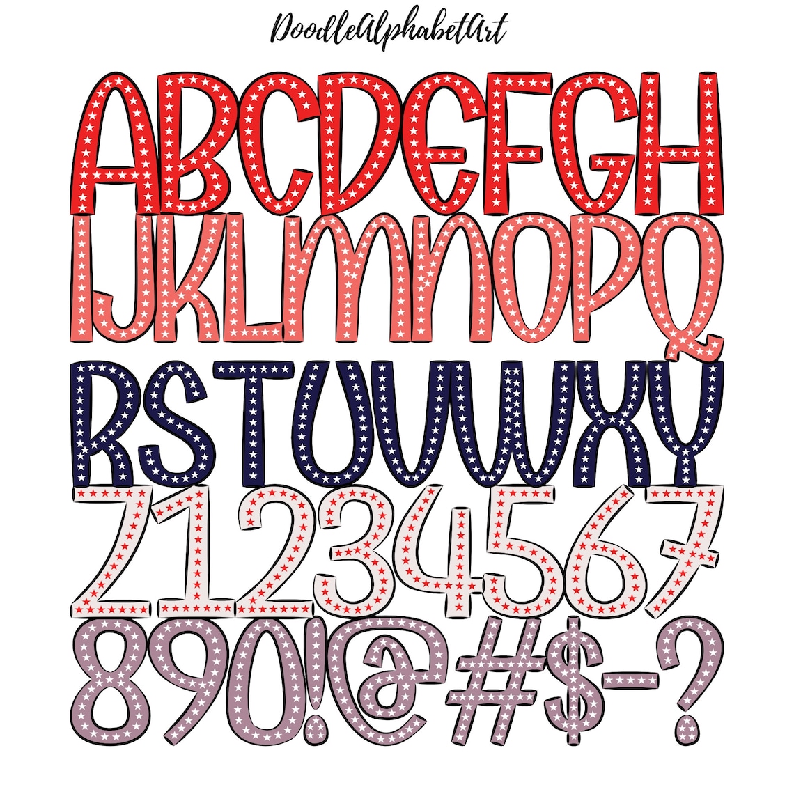 Patriotic Alphabet PNG: 4th of July American Flag Letters (digital ...