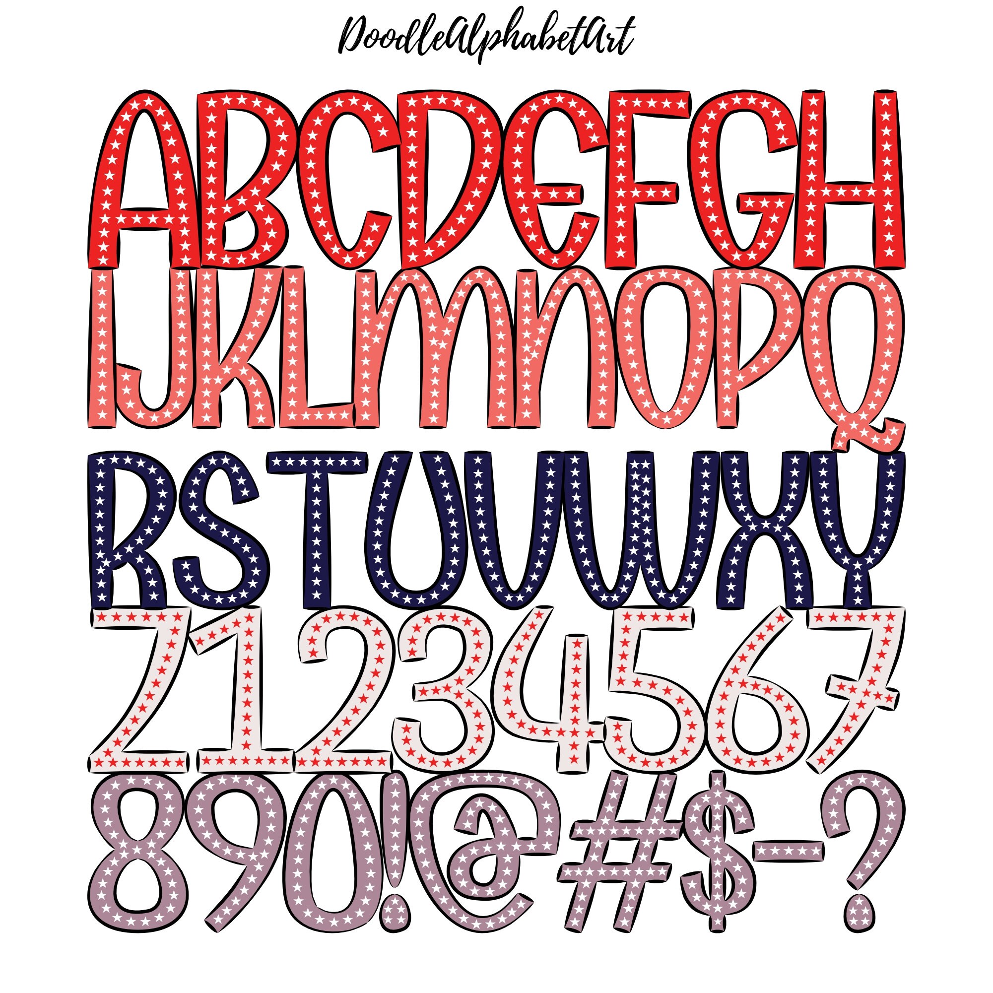 Patriotic Alphabet PNG: 4th of July American Flag Letters (digital ...