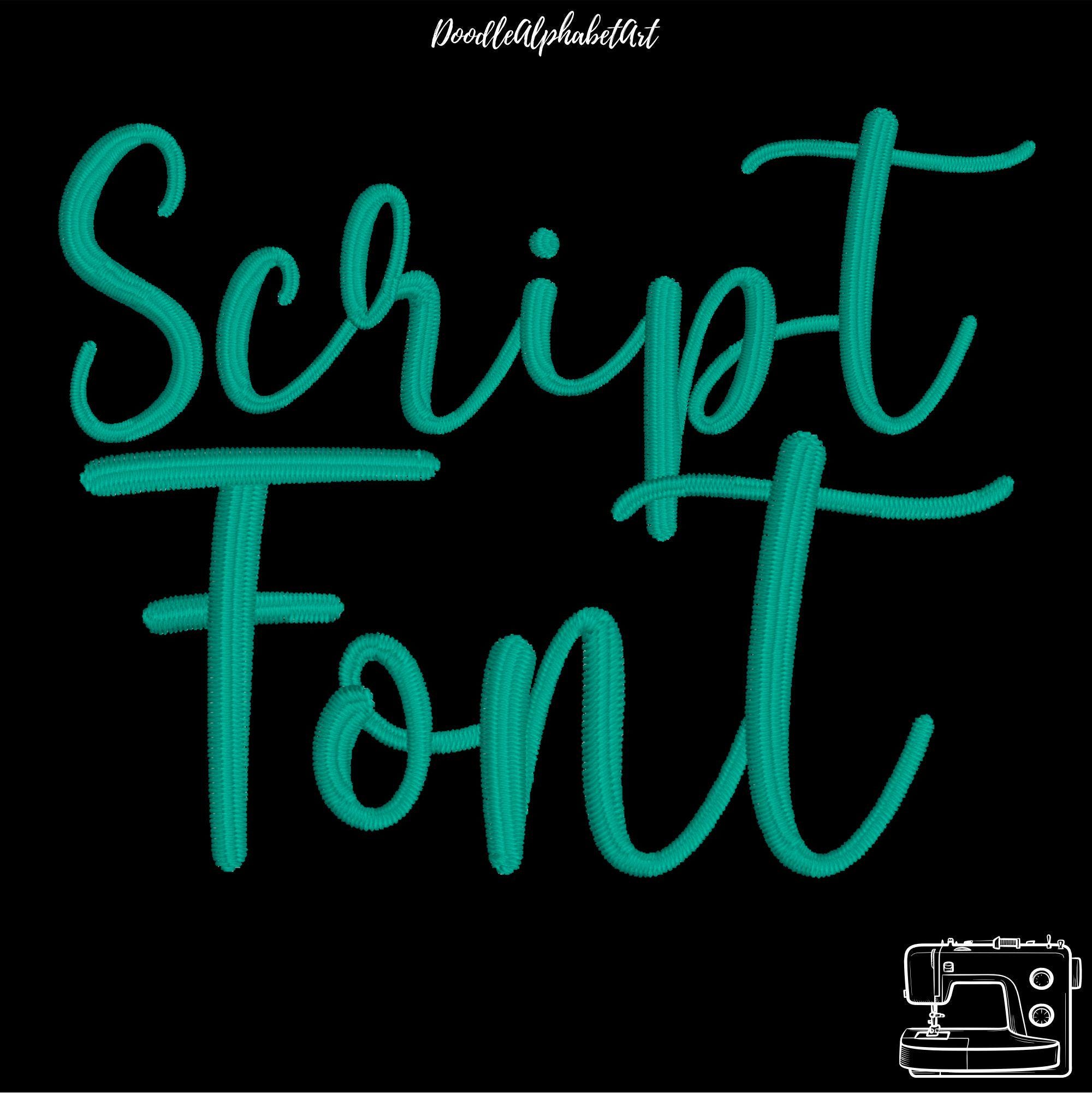 Script Satin Embroidery Font, Cursive Machine Embroidery BX Font, 5 ...