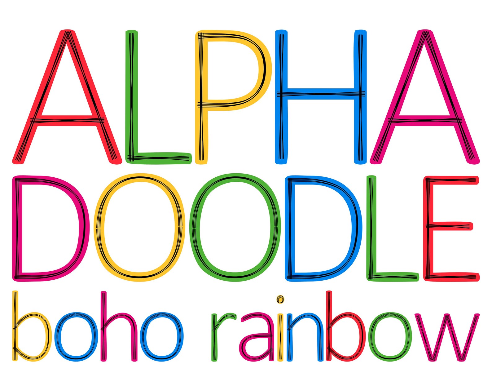 Boho Rainbow Digital Doodle Alphabet Scribble PNG in 5 Colors - Etsy