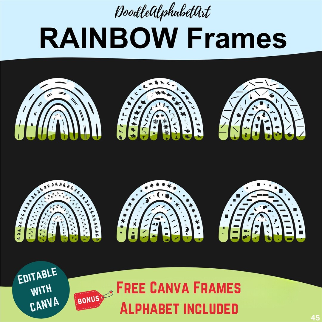 Fill Your Own RAINBOW on CANVA, Editable Canva Frames Bundle: Set of 6 ...