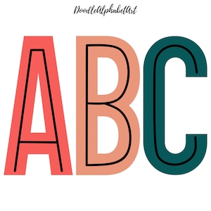 Boho Center Line Alphabet PNG Bundle, 10 Alpha Sets, Doodle Fonts ...