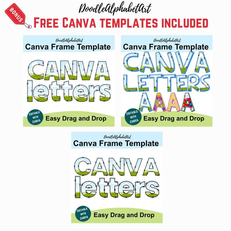 Editable Canva Frame Retro Letters, Block Shadow Font, Complete ...