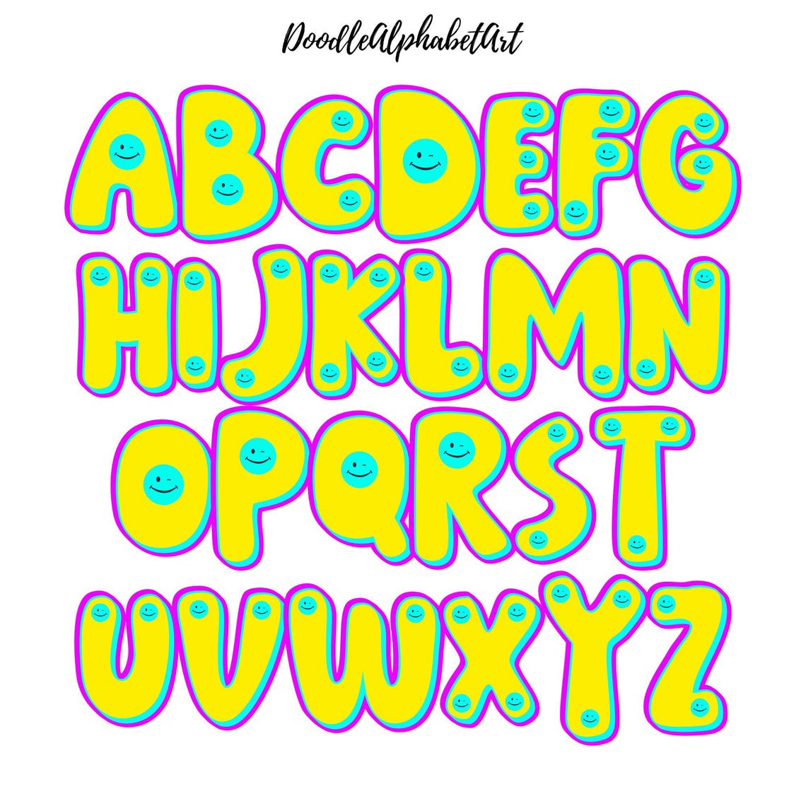 Poppy Alphabet PNG Bundle, Vibrant Bright Funky Letters Alphapack ...