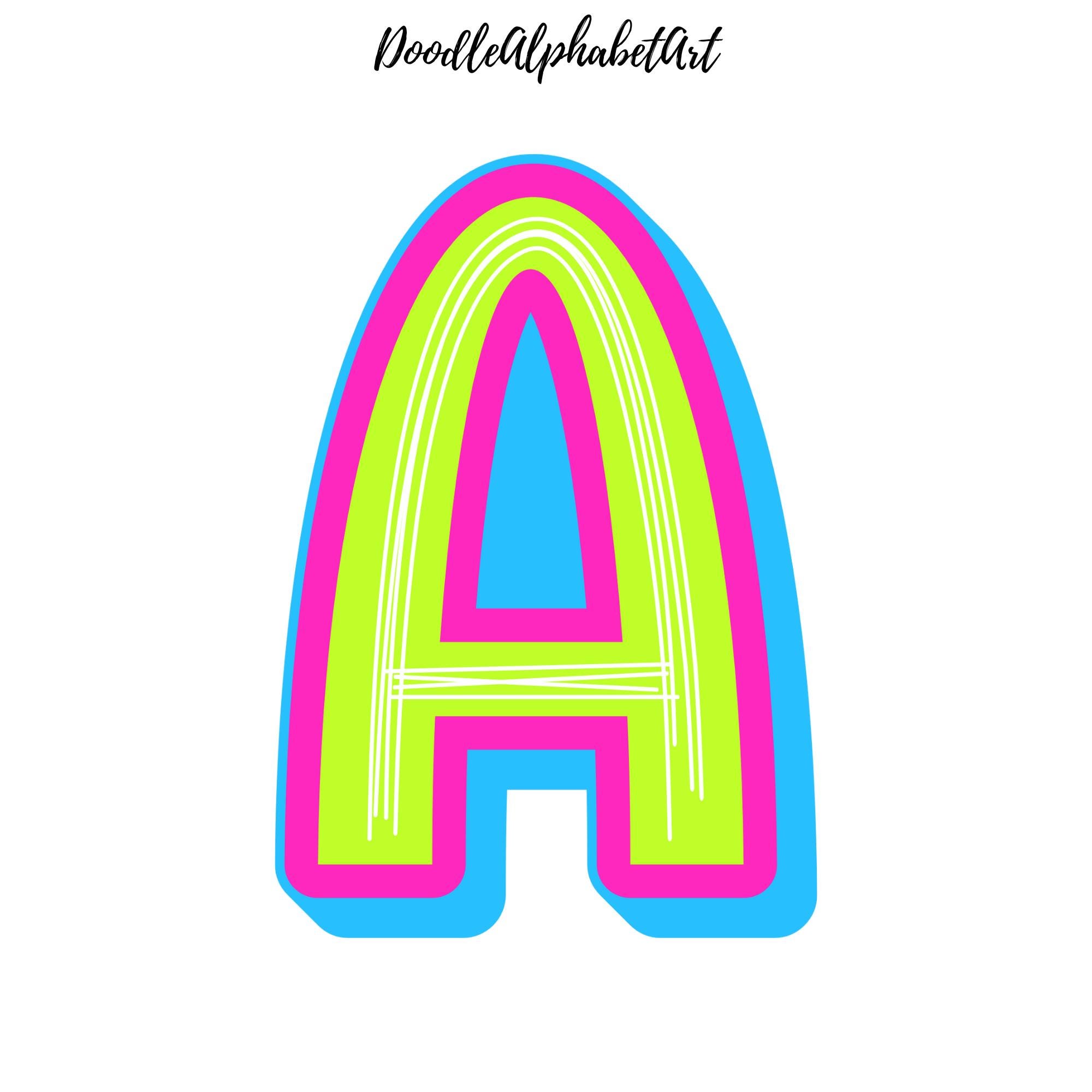 Funky Alphabet PNG Bundle: 5 Sets, Colorful Patterns (digital Download ...