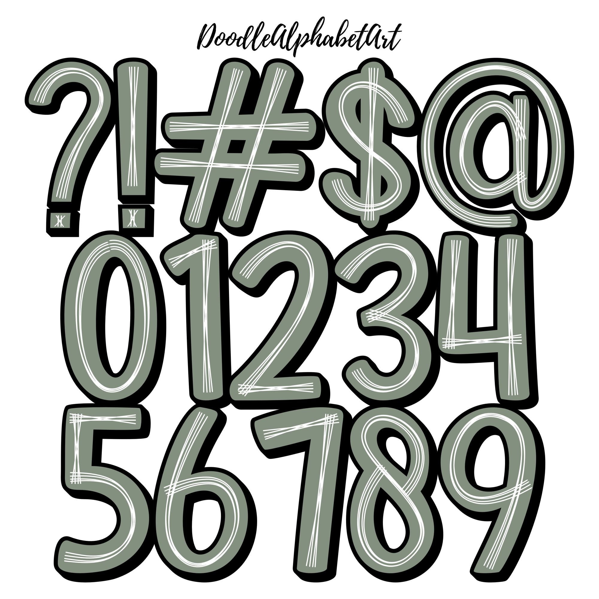Retro Boho Doodle Alphabet PNG Bundle: Block Shadow Font (digital ...