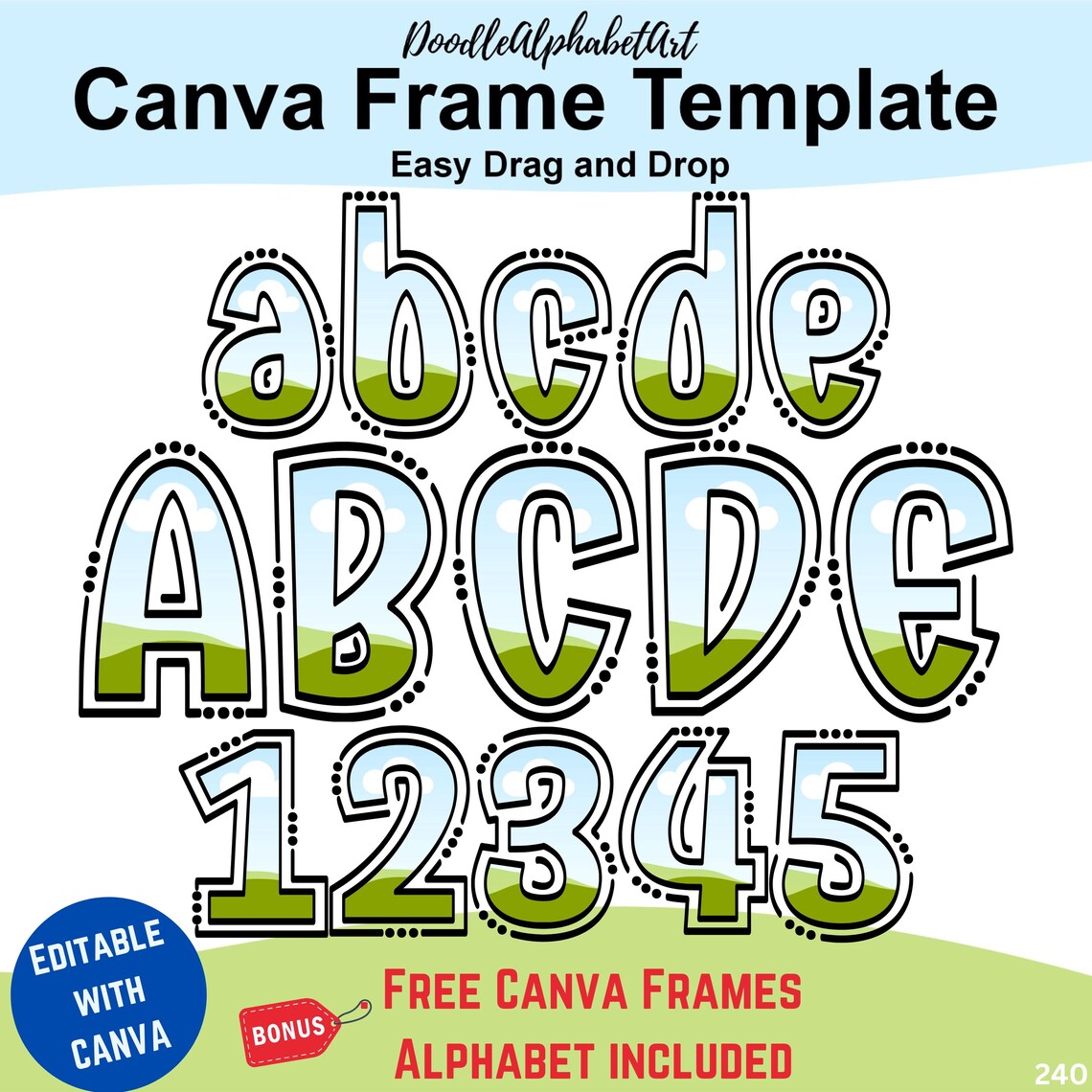 Lines and Dots Letters Canva Frames, Editable Template Canva Outlined ...