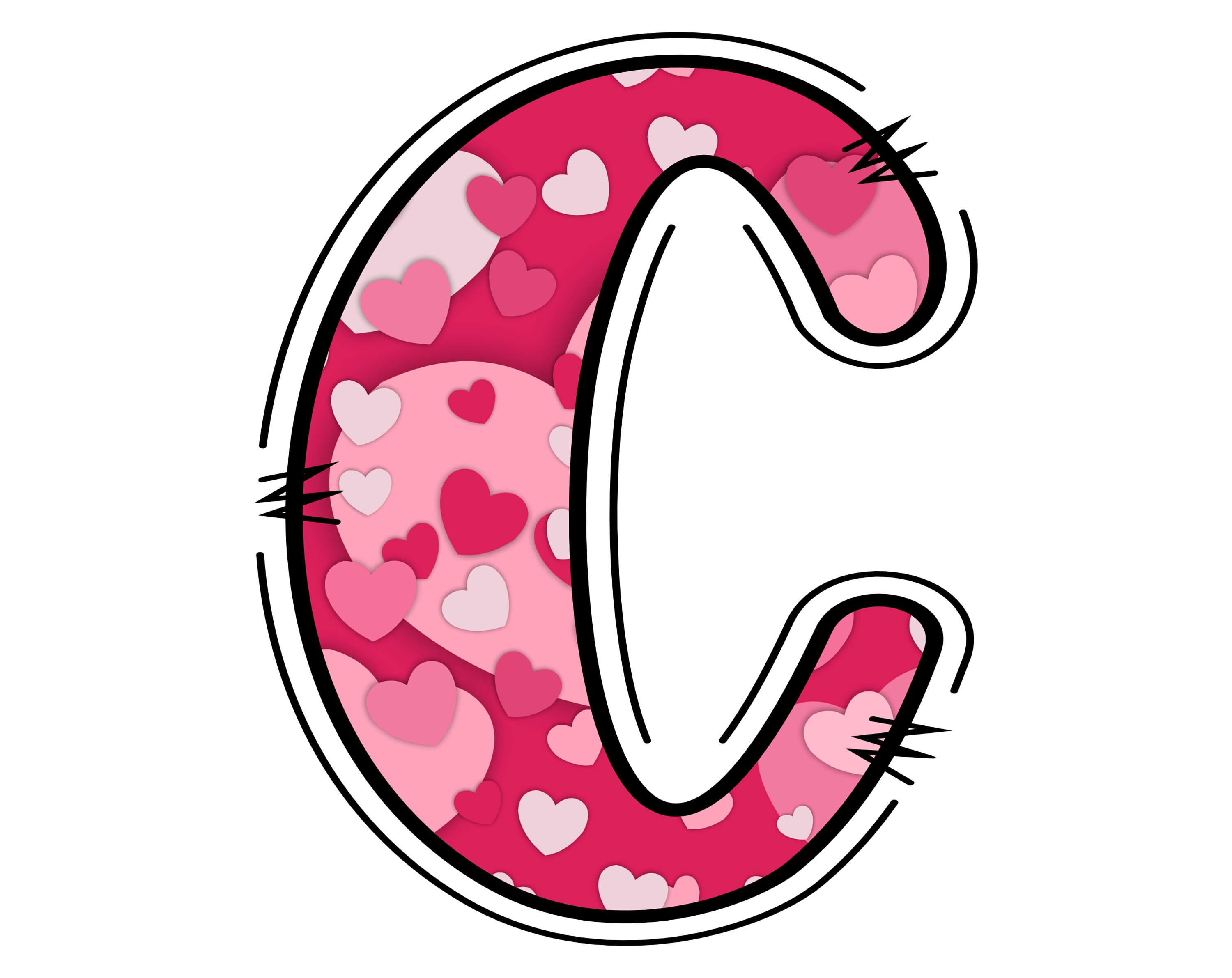 Valentine Hearts Digital Alphabet PNG. Hand Drawn Doodle - Etsy