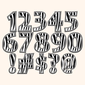 Zebra Print Alphabet PNG: Hand-drawn Doodle Letters & Numbers (digital ...