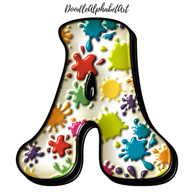 3D Paint Splatter Alphabet PNG: Retro Groovy Letters (digital Download ...