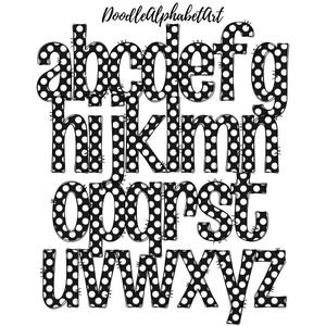 Black and White Polka Dot Doodle Alphabet PNG Bundle, Uppercase ...