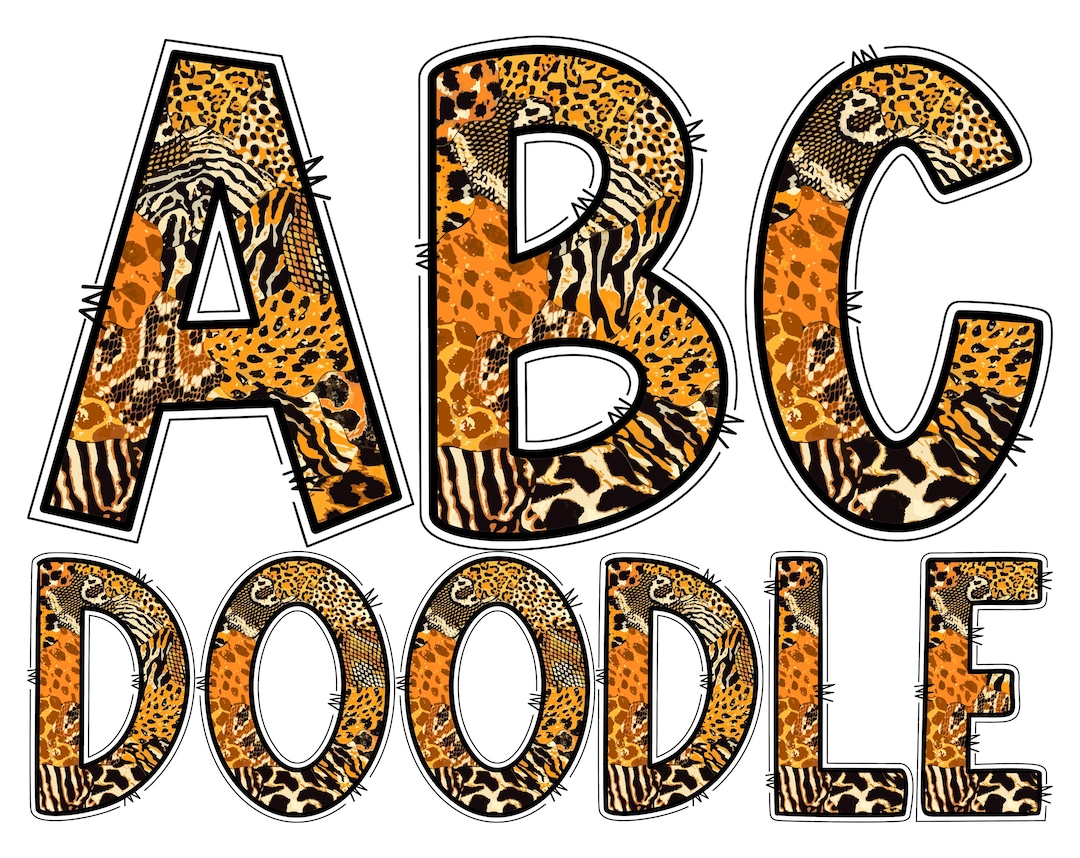 Wild Animal Digital Alphabet Letters PNG, Hand Drawn Digital Doodle ...