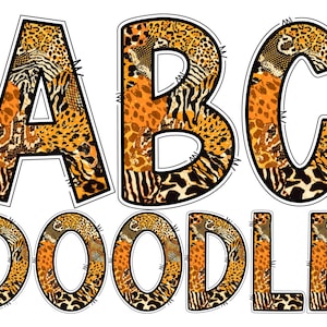 Wild Animal Digital Alphabet Letters PNG, Hand Drawn Digital Doodle ...