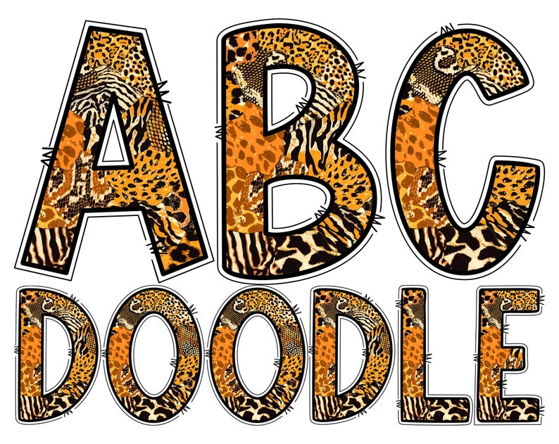 Wild Animal Digital Alphabet Letters PNG Hand Drawn Digital - Etsy