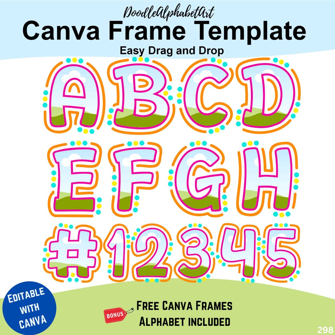 Canva Frames Doodle Alphabet Template | Custom Lines & Dots Font Frames ...